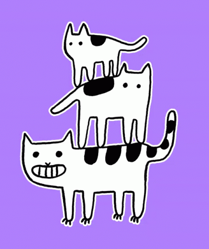 3 Spotted Cartoon Cats Smiling