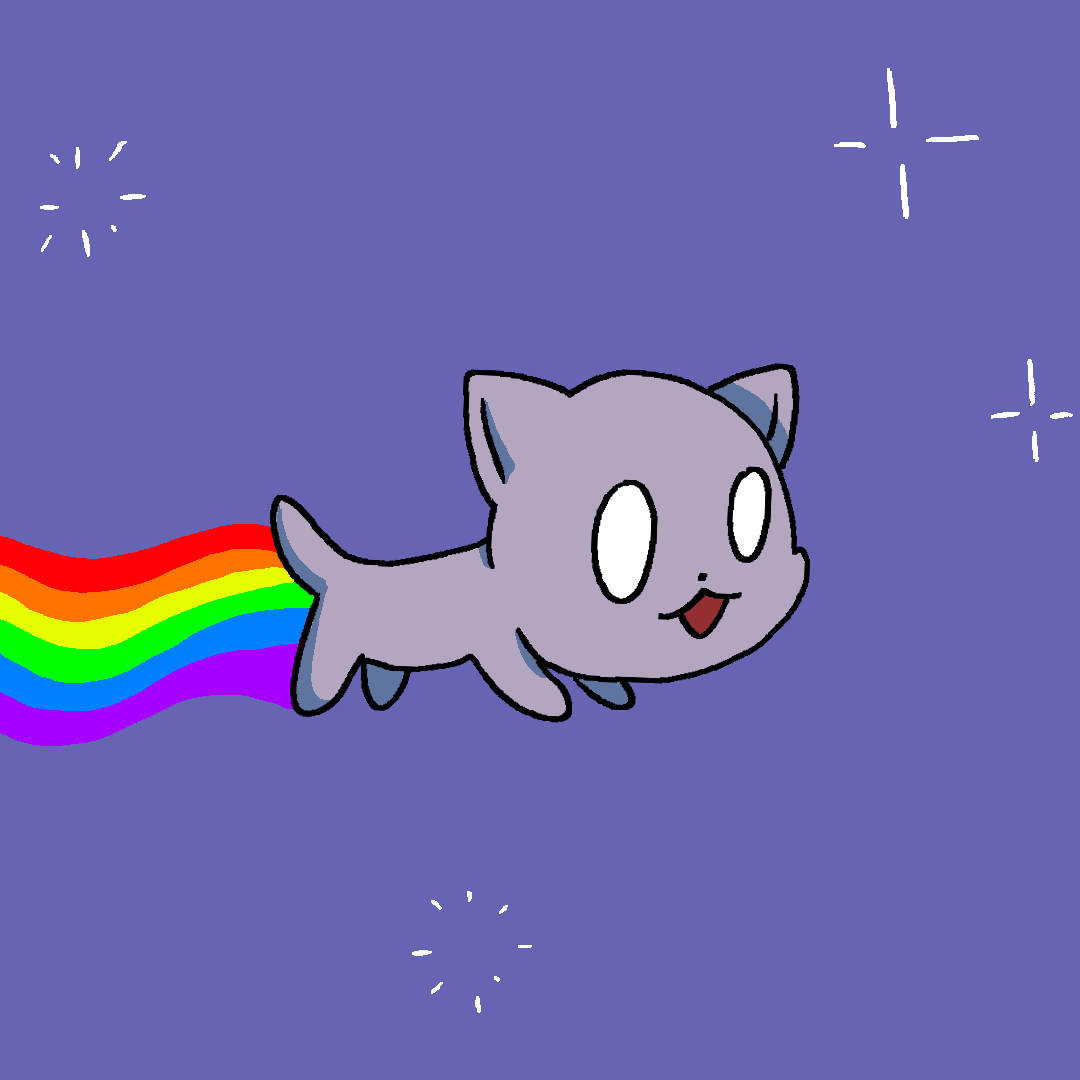 Neon Cat Opening And Closing Its Mouth