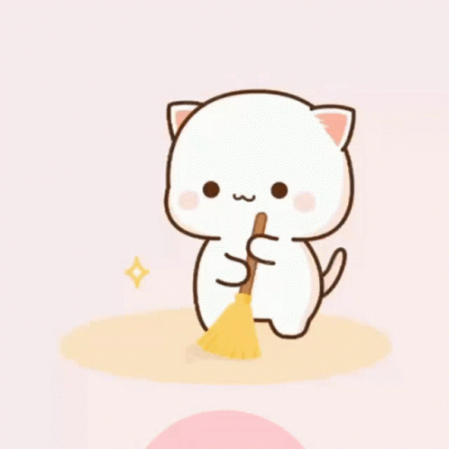Cute White Cat Broom