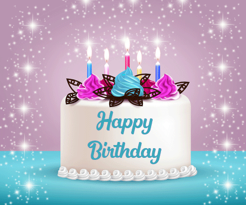 Happy Birthday Wishes Pink Blue Sparkling Cake GIF GIFDB