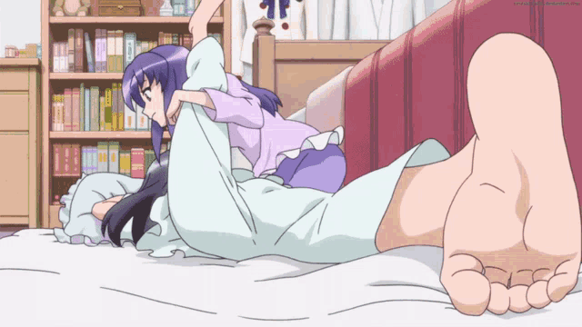 Monogatari Hitagi Senjougahara Stretching And Foot Massage