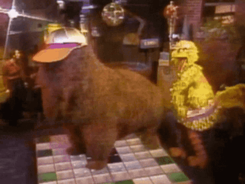 Partying Snuffleupagus Big Bird Dancing
