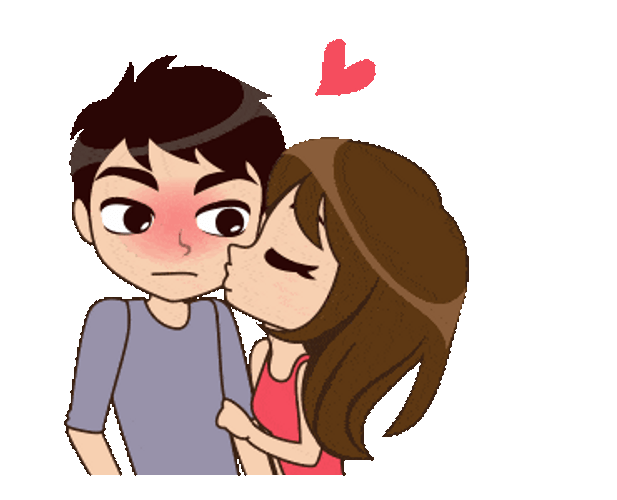 Romantic Cartoon Kissing On Cheeks GIF GIFDB