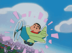 1992 Crayon Shin Chan Flying Jetplane GIF | GIFDB.com