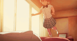 A Silent Voice Diving Into Bed GIF | GIFDB.com