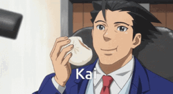Ace Attorney Phoenix Wright Eating His Siopao GIF | GIFDB.com