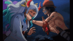 Ace Yamato Laughing Pinch One Piece GIF | GIFDB.com
