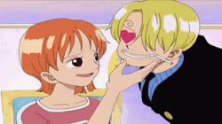 Adorable One Piece Nami Sanji Hug GIF | GIFDB.com
