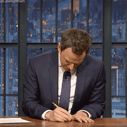American Comedian Seth Meyers Taking Notes GIF | GIFDB.com