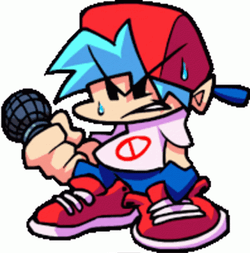 Angry Fnf Boyfriend Holding The Mic GIF | GIFDB.com