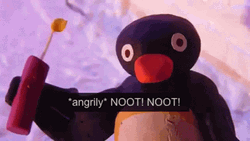 Angry Noot Noot Holding Dynamite GIF | GIFDB.com