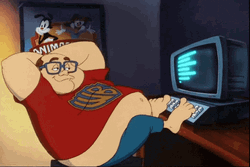 Animated Fat Man Coding Using Feet GIF | GIFDB.com
