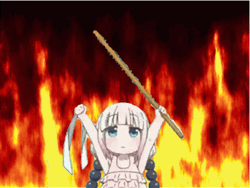 Animated Fire Kana Bonk With Stick GIF | GIFDB.com