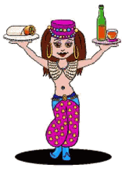 Animated Girl Belly Dance Balancing Food And Drinks GIF | GIFDB.com