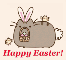 Animated Happy Easter Hopping Pusheen Cat GIF | GIFDB.com