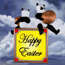 Animated Happy Easter Pandas Sitting On Box GIF | GIFDB.com