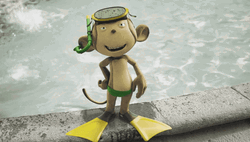 Animated Monkey Swimming In Full Gear GIF | GIFDB.com