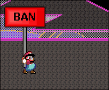 Animated Super Mario Hammering Ban Signage GIF | GIFDB.com