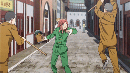 Hinamatsuri Kung Fu Anime Fights GIF | GIFDB.com
