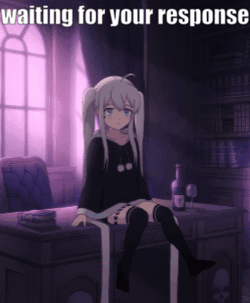 Anime Girl Sitting On Table Still Waiting GIF | GIFDB.com