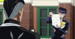 Anime Jojo's Bizarre Gun Point At Josuke GIF | GIFDB.com