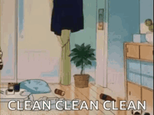 Anime Student Cleaning Her Room GIF | GIFDB.com