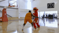 Anthony Adams Playing Basketball With Mascot GIF | GIFDB.com