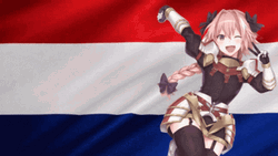 Astolfo Happy Wink Netherland Flag Waving GIF | GIFDB.com