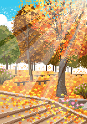 Autumn Falls Pixel Tree GIF | GIFDB.com