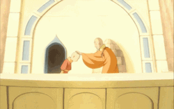 Avatar Aang Bowing To His Master Statue GIF | GIFDB.com