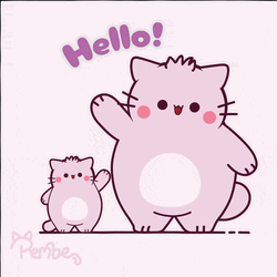 Baby And Mommy Cat Waving Hello GIF | GIFDB.com