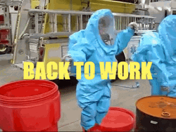 Back To Work Hazmat Suit People Happy Dance GIF | GIFDB.com