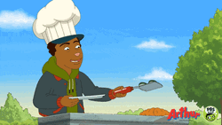 Barbecue Grill Animated Chef Tossing Food GIF | GIFDB.com