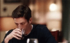 Barry Allen Grant Gustin Thinking Drinking Tea GIF | GIFDB.com