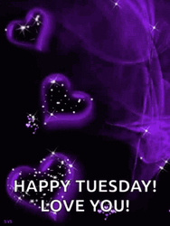 Beautiful Tuesday Sparkling Violet Hearts GIF | GIFDB.com