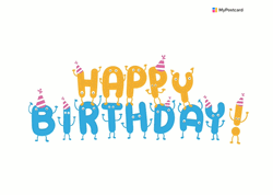 Birthday Card Animated Letters Party Hats GIF | GIFDB.com