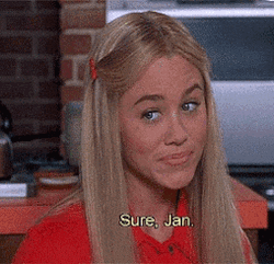 Blonde Hair Girl Says Okay Sure Jan GIF | GIFDB.com