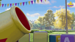 Blue Animated Character Drops Bath Time GIF | GIFDB.com