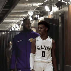 Bronny James Walking Alongside Lebron James GIF | GIFDB.com