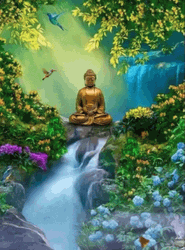 Buddha Meditation Position In A Garden GIF | GIFDB.com