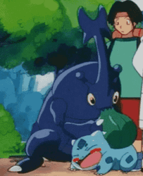 Bulbasaur Tickled By Heracross GIF | GIFDB.com