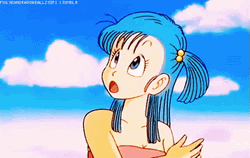 Bulma Flipping Hair While Thinking GIF | GIFDB.com