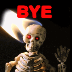 Burning Skeleton Bye Bye GIF | GIFDB.com