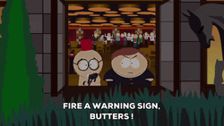 Butters And Cartman Fire A Warning Sign GIF | GIFDB.com