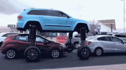 Car With Expandable Wheels In Traffic GIF | GIFDB.com