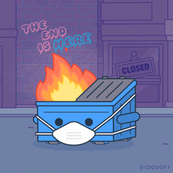 Cartoon Dumpster Fire Wearing Mask GIF | GIFDB.com