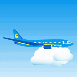 Cartoon Jet Flying Above Clouds GIF | GIFDB.com