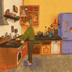 Cartoon Kitchen Hug From Behind GIF | GIFDB.com