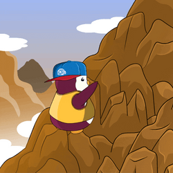 Cartoon Penguin Mountain Climbers GIF | GIFDB.com