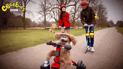 Cbeebies Puppet Driving Scooter GIF | GIFDB.com